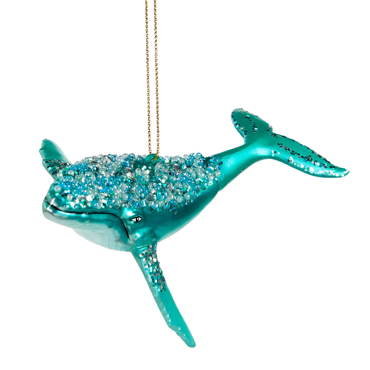 Majestueuze glazen blauwe walvis kerstversiering 12,5 cm met glitter ...